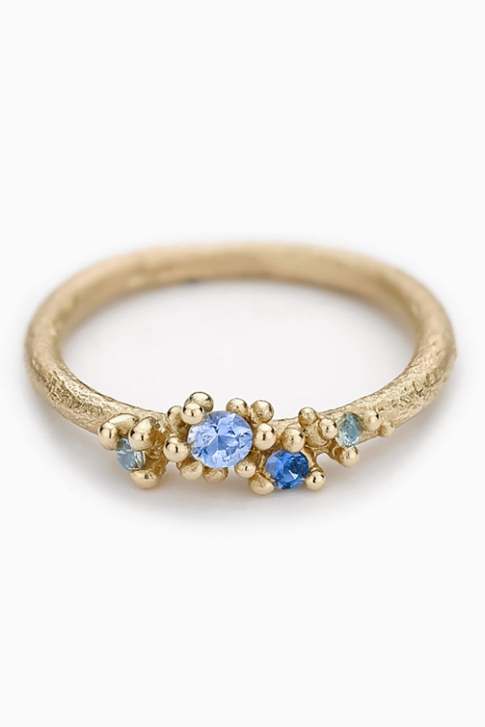 Ruth Tomlinson | Green & Blue Sapphire Cluster Band - The Whisper Gallery
